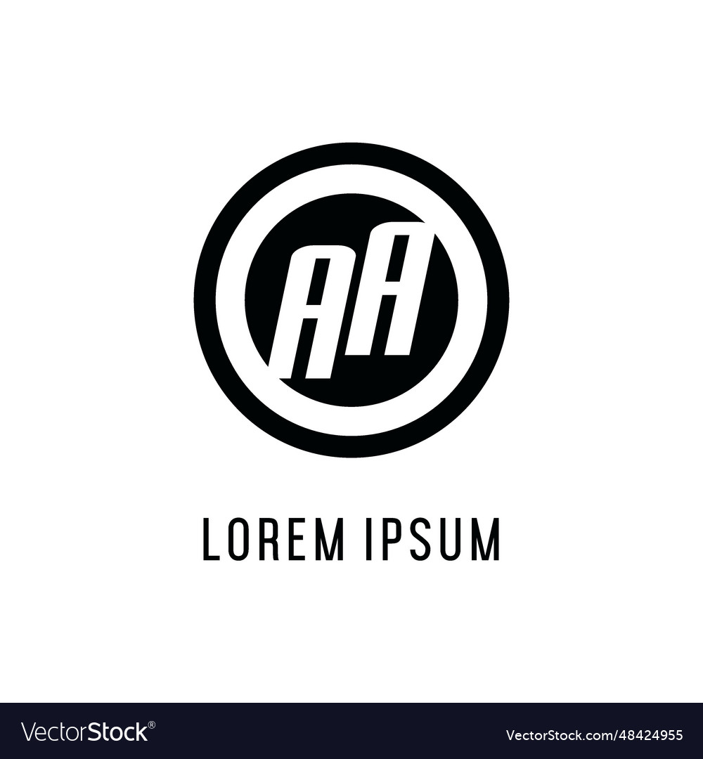 Initial aa logo concentric circle line clean Vector Image
