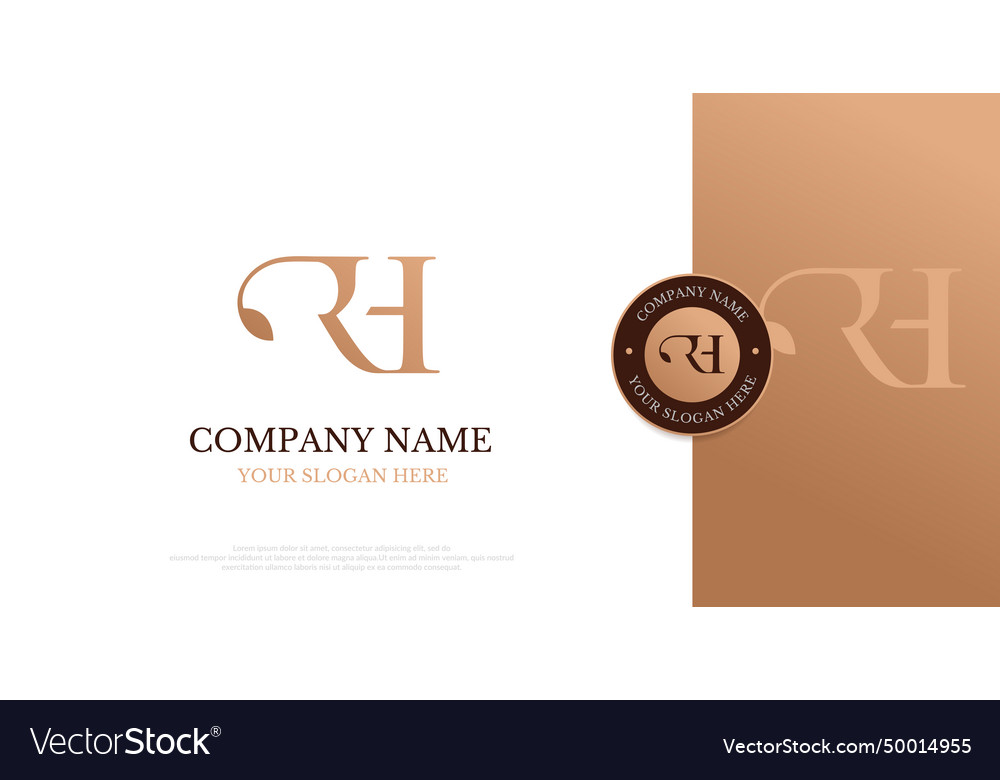 Initial rh logo design Royalty Free Vector Image