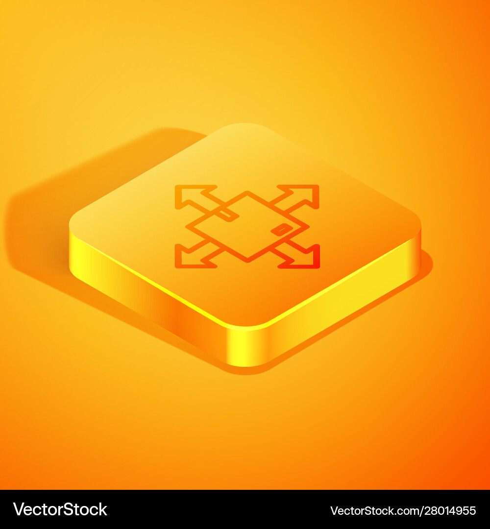 Isometric line cardboard box with traffic symbol Vector Image