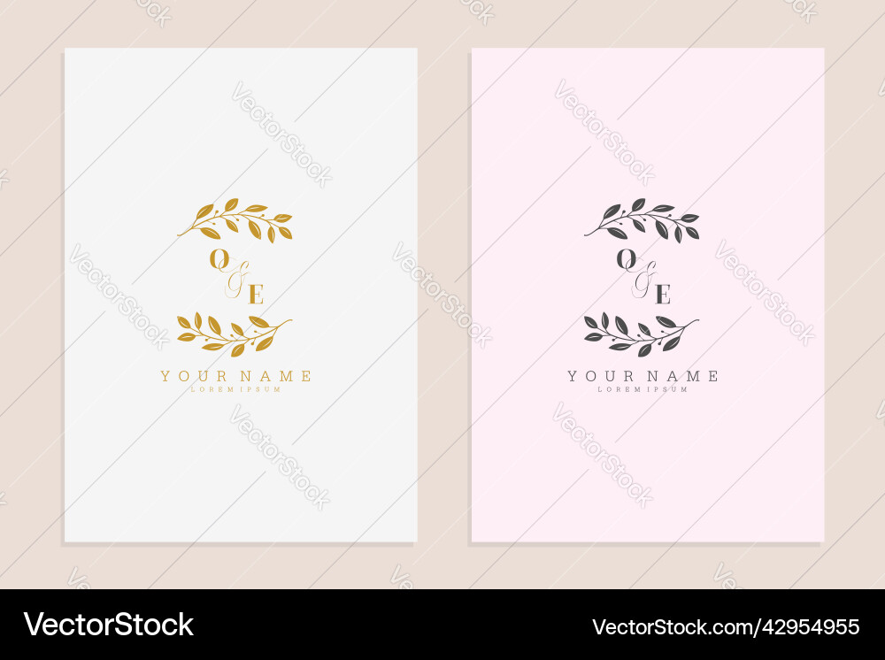 Oe initial wedding floral simple modern graphic Vector Image