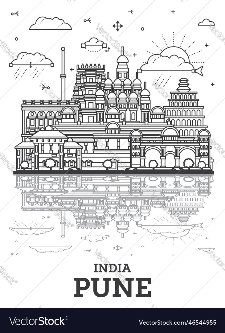 Outline pune india city skyline with historic Vector Image