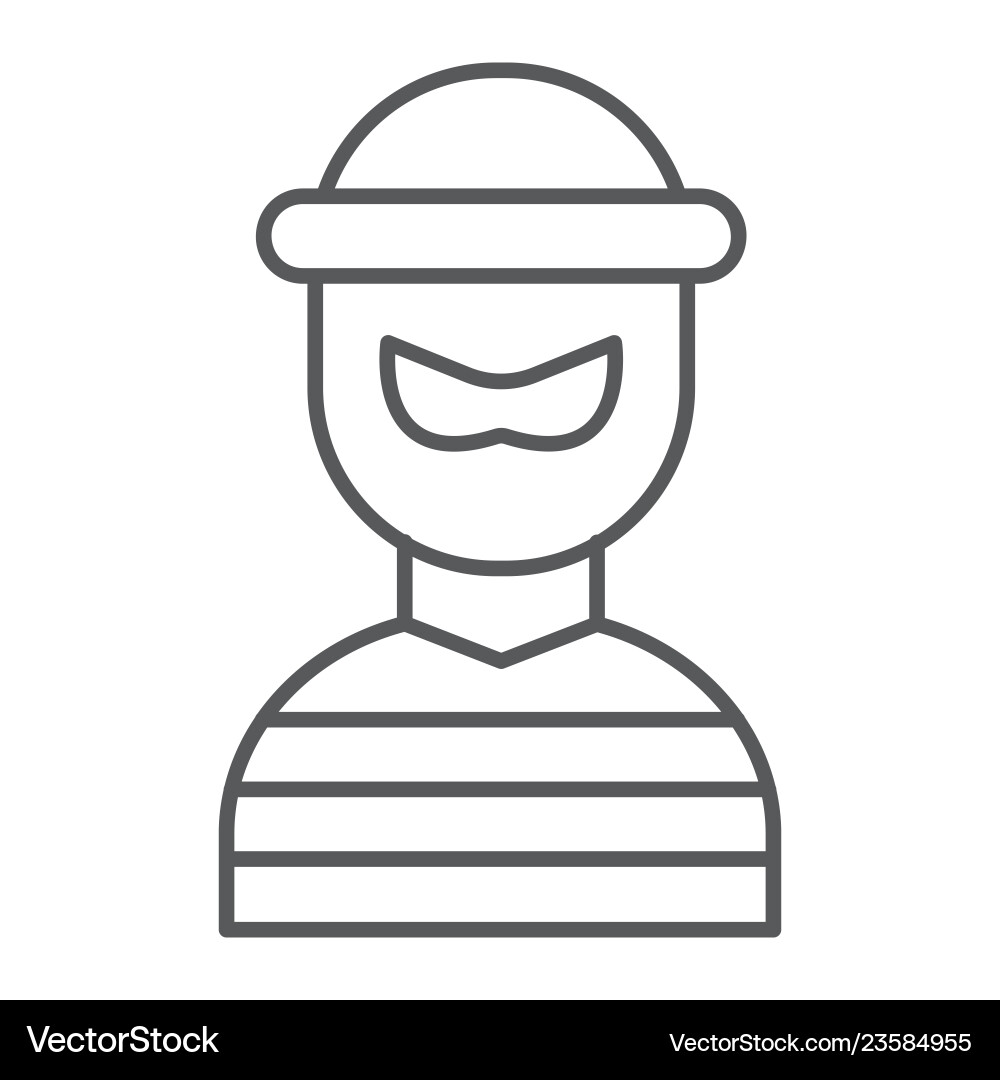 Robber thin line icon burglar and criminal Vector Image