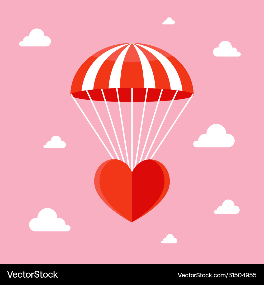 Safe love falling heart with a parachute Vector Image