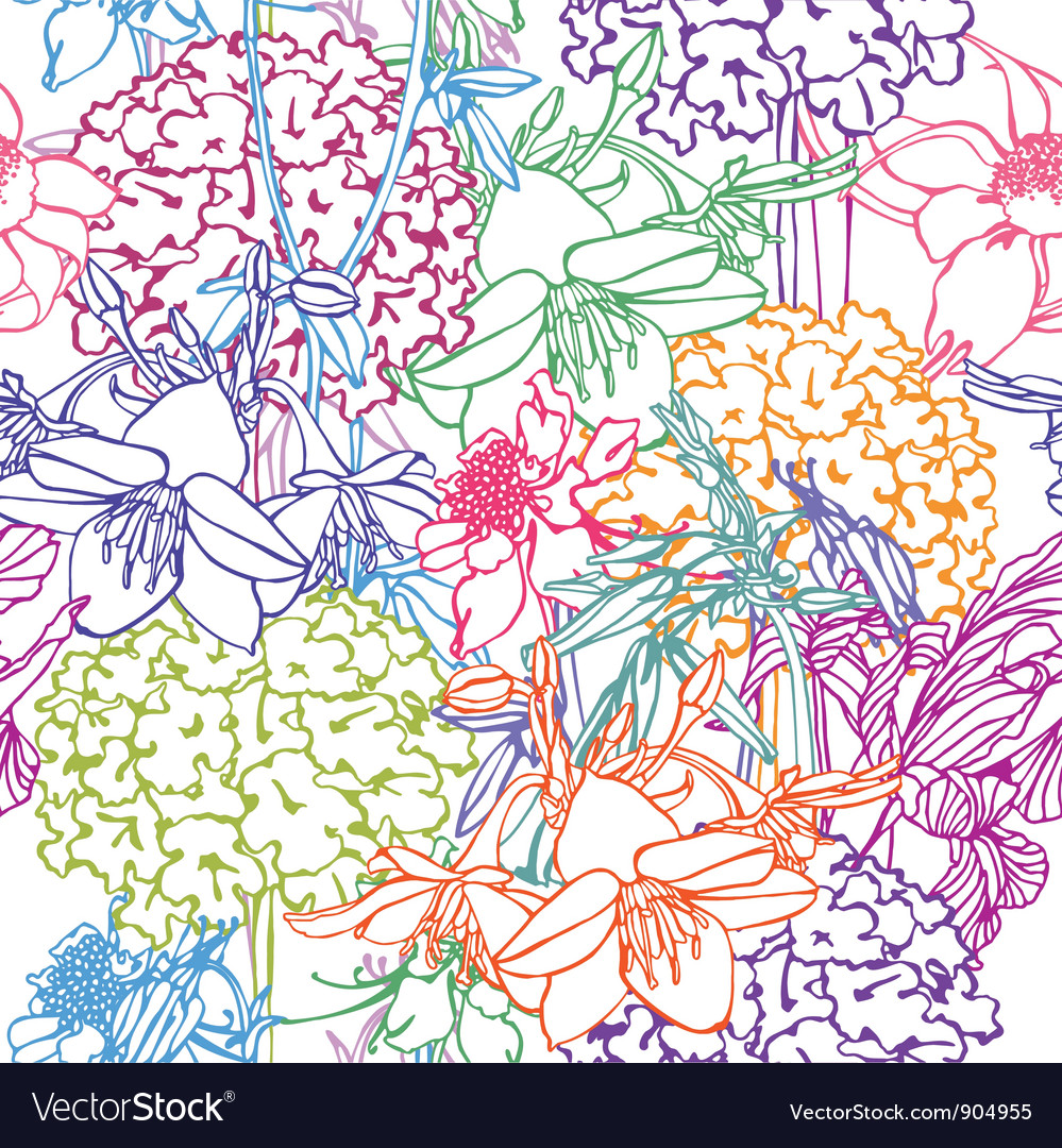 Seamless pattern with flowers Royalty Free Vector Image