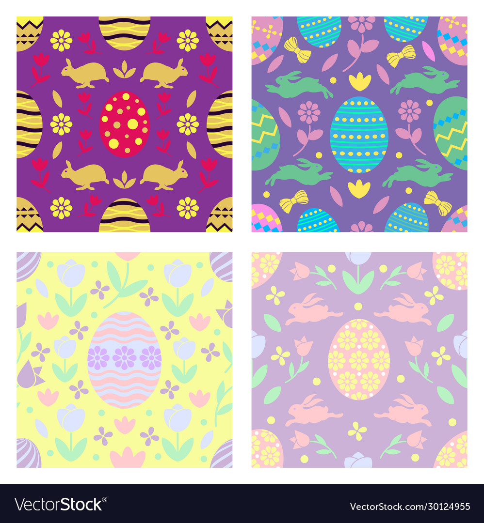 Set easter seamless pattern background Royalty Free Vector
