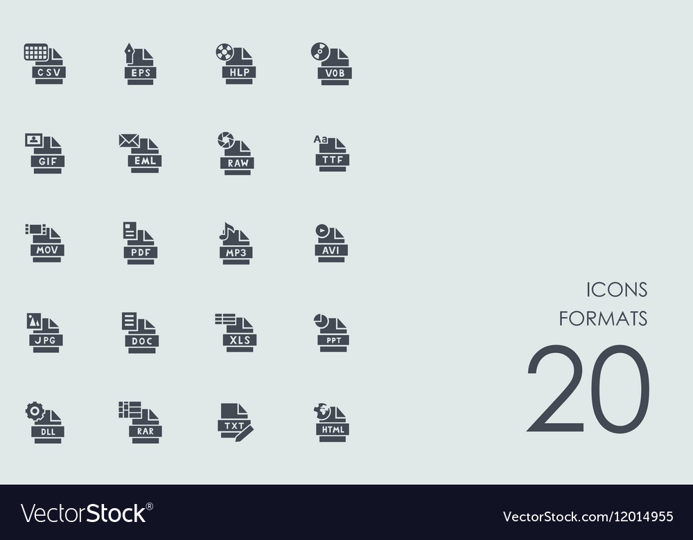 Set of formats icons Royalty Free Vector Image