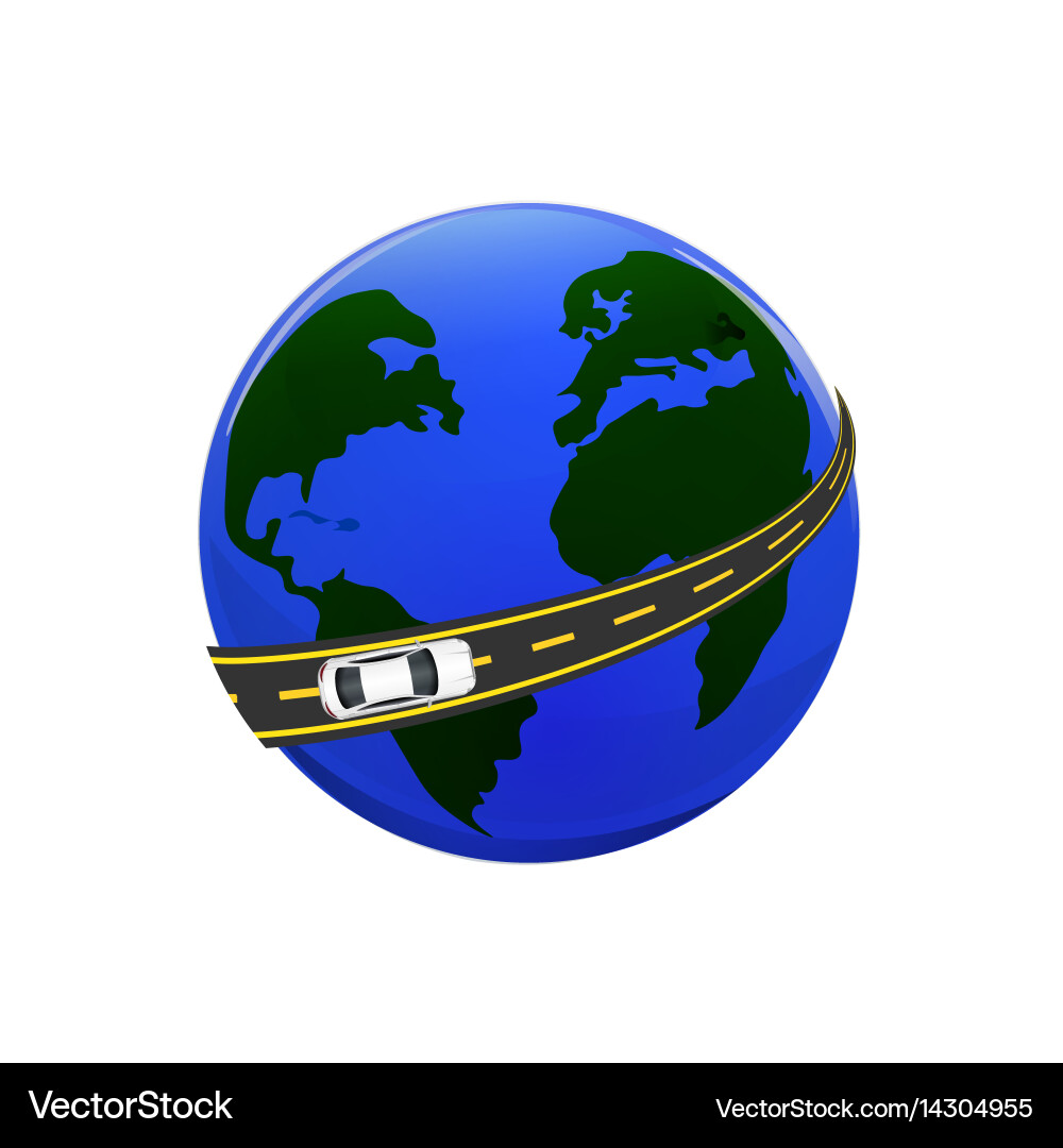 Traveling by car the globe road Royalty Free Vector Image