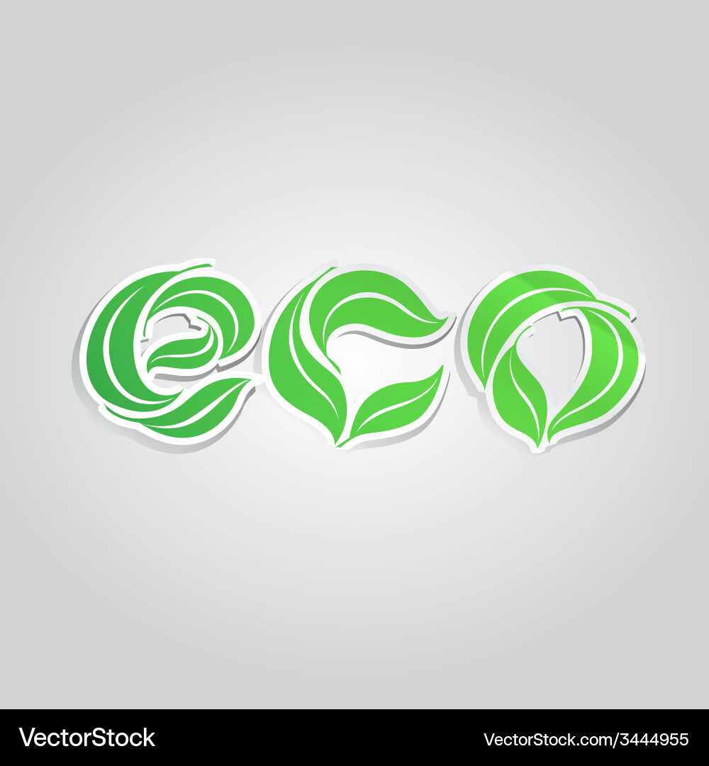 Word eco composed from the leaves stickers Vector Image