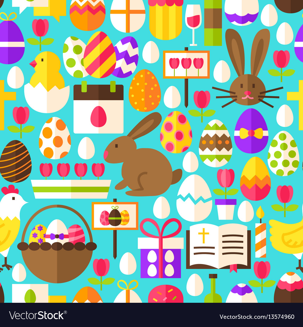 Blue easter seamless pattern Royalty Free Vector Image