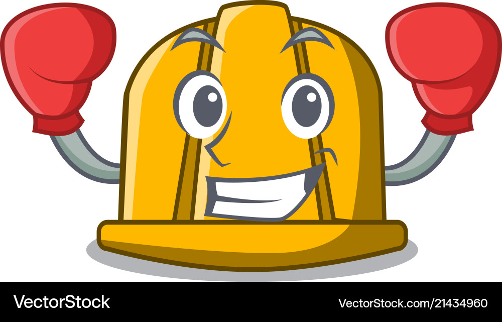 Boxing construction helmet character cartoon Vector Image