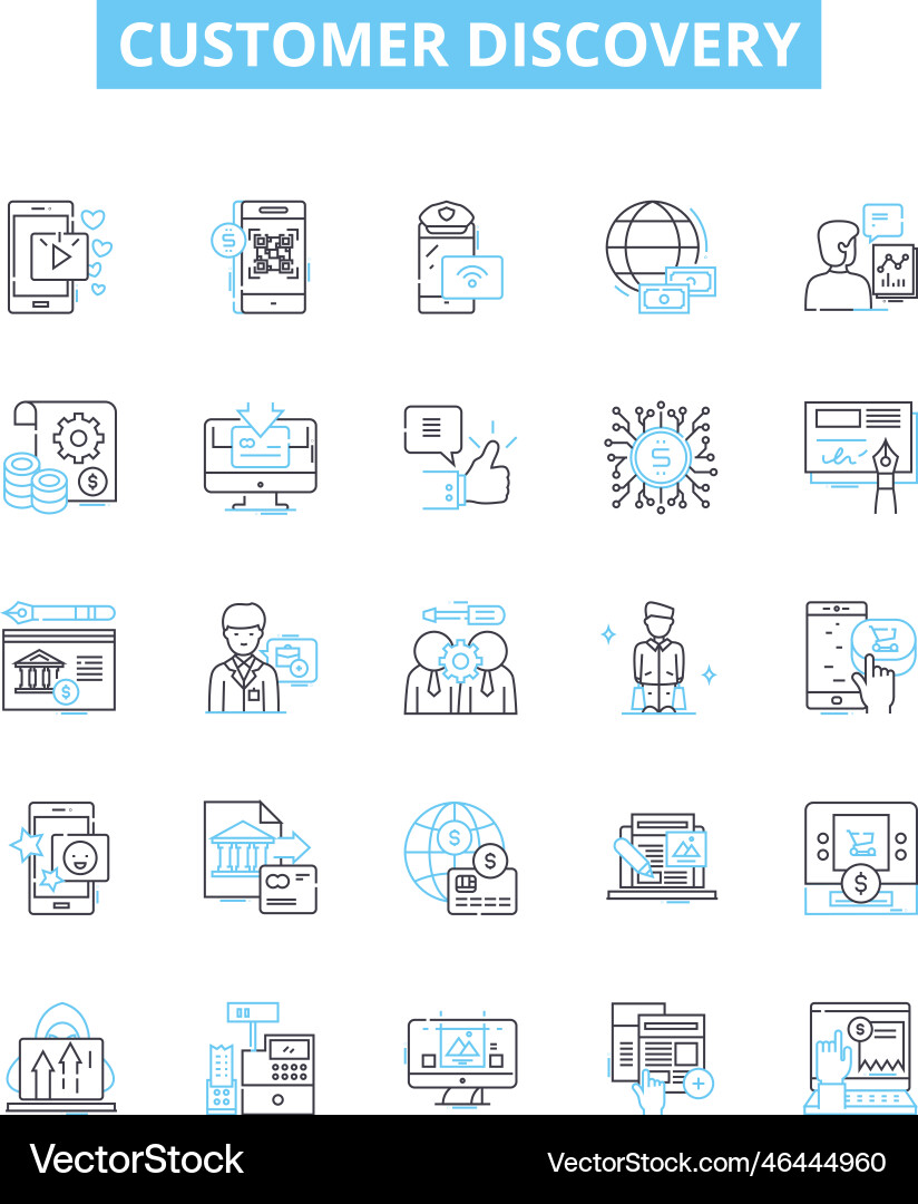 Customer discovery line icons set research Vector Image