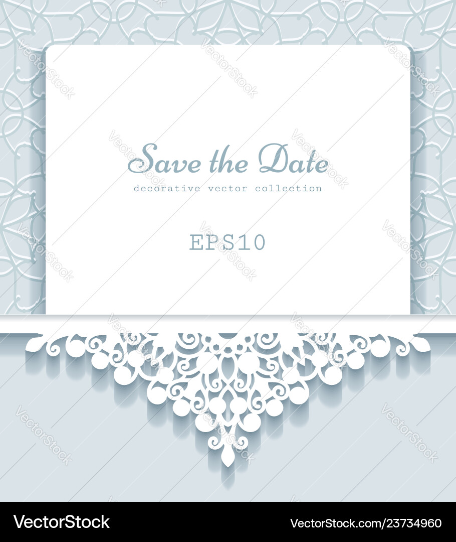 Cutout paper frame with lace border ornament Vector Image