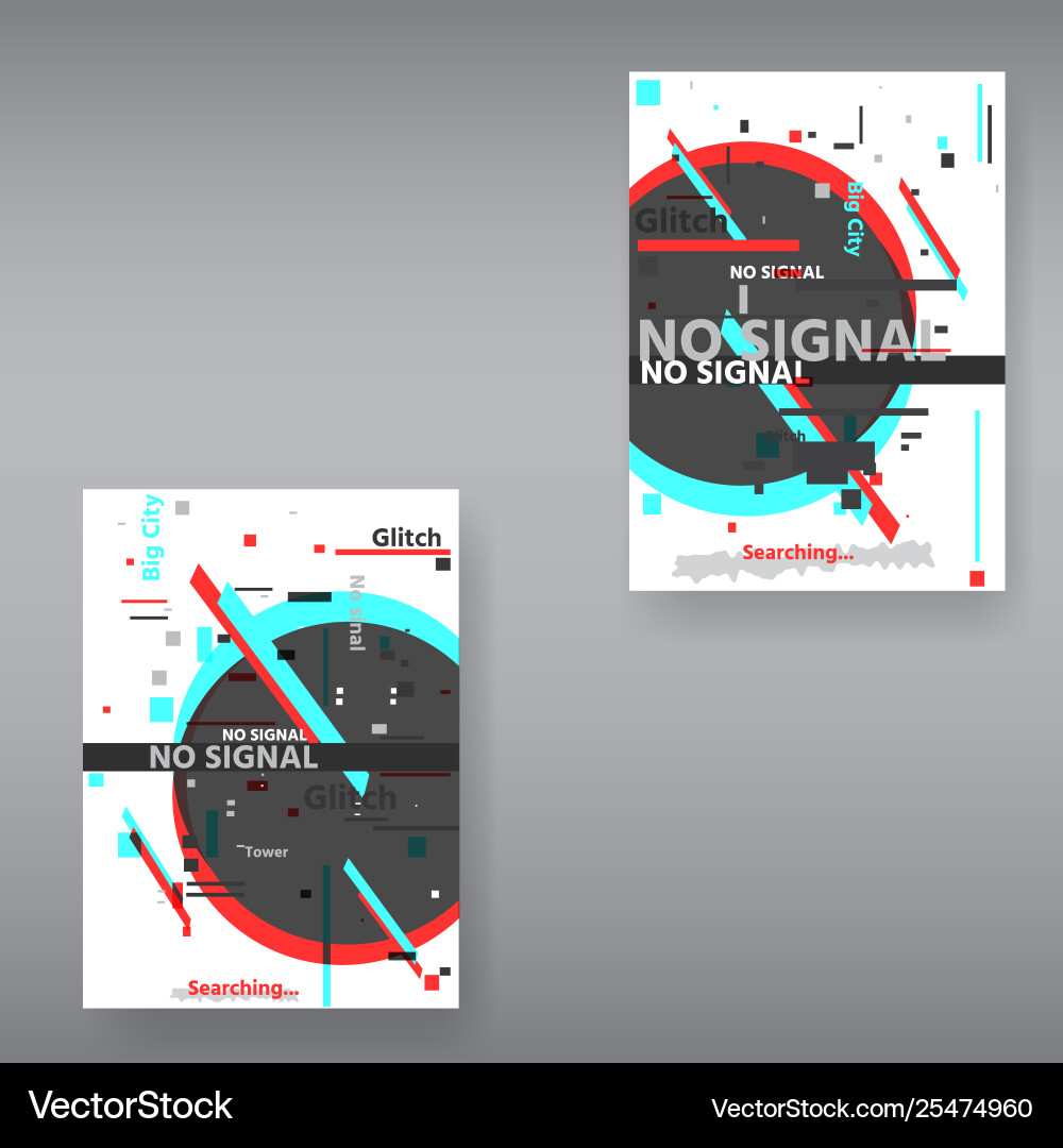 Glitch page template tv distorted signal chaos Vector Image