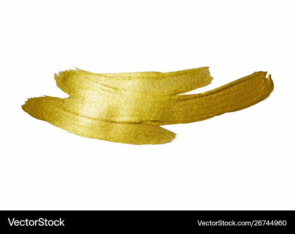 Gold texture paint stain hand drawn brush stroke Vector Image