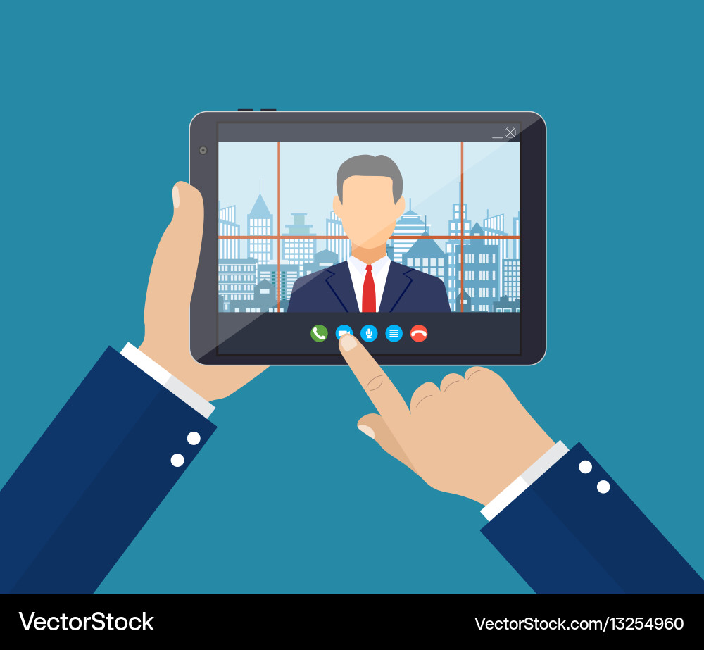 Hands with tablet pc Royalty Free Vector Image