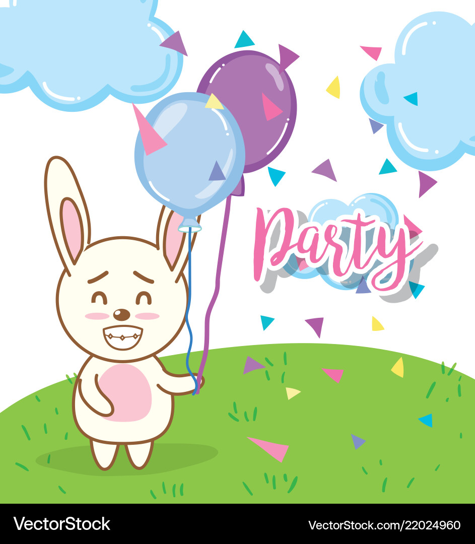 Happy birthday rabbit cartoons Royalty Free Vector Image