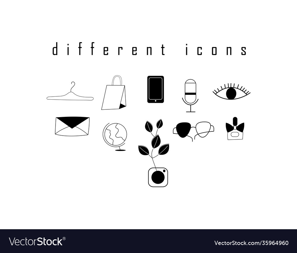 Icons set different elements isolated Royalty Free Vector
