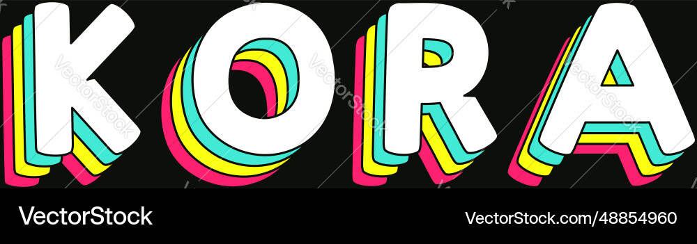 Kora - retro rainbow typography faded style Vector Image