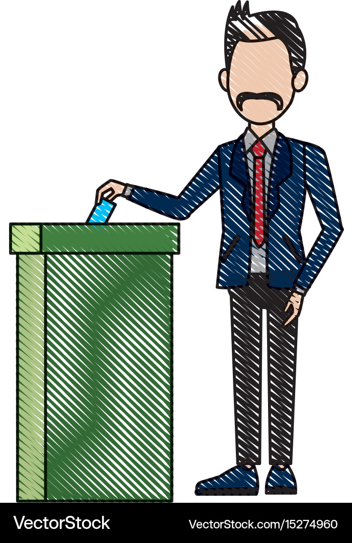 Man voting at ballot box democracy concept Vector Image