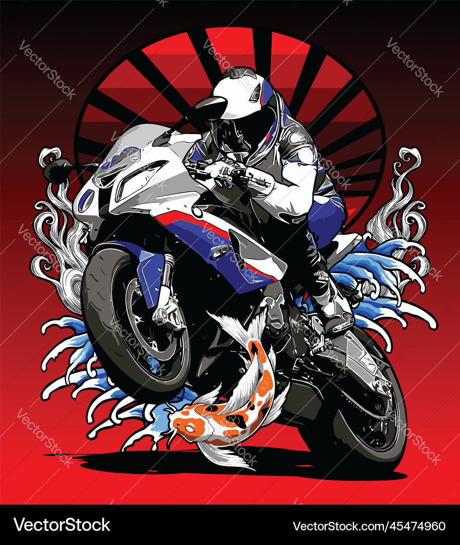 Motor sport being wheelie template Royalty Free Vector Image