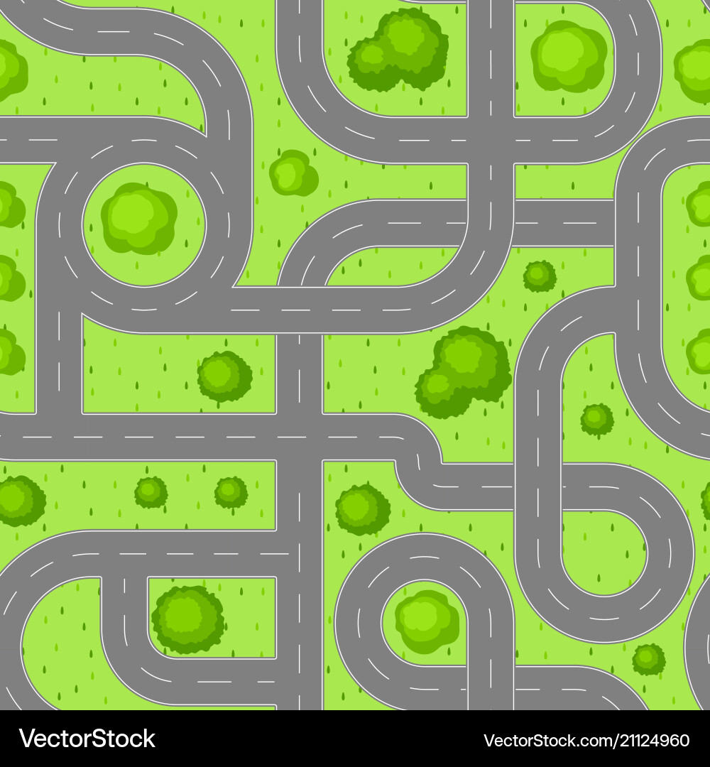 Seamless pattern top view roads Royalty Free Vector Image