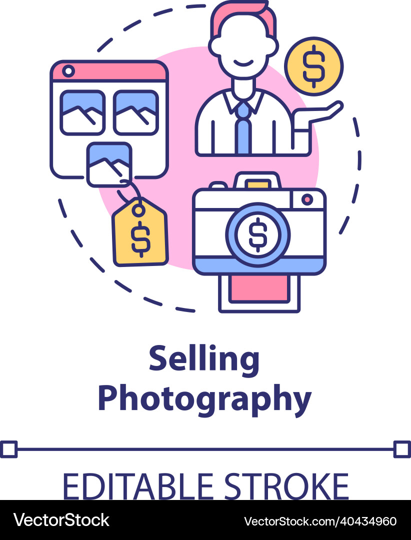 Selling photography concept icon Royalty Free Vector Image