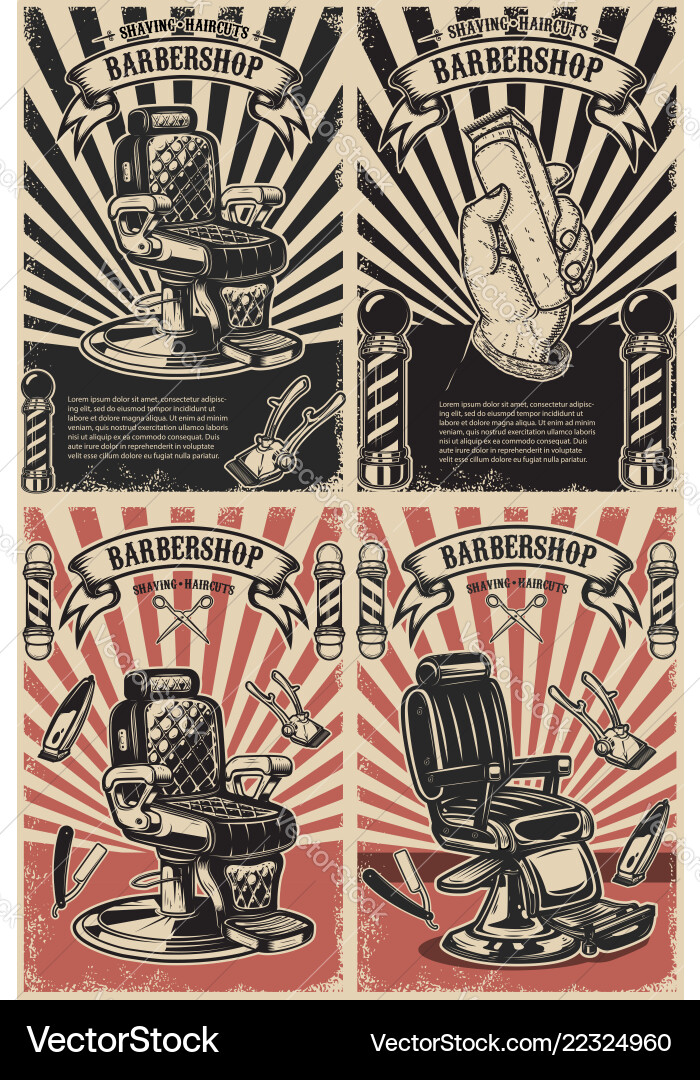 Set barber shop poster templates design Royalty Free Vector