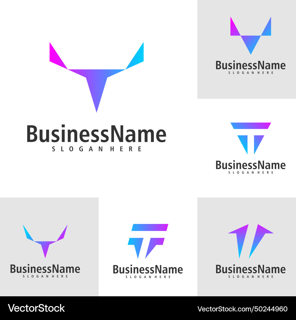 Set of letter t logo design creative initial Vector Image