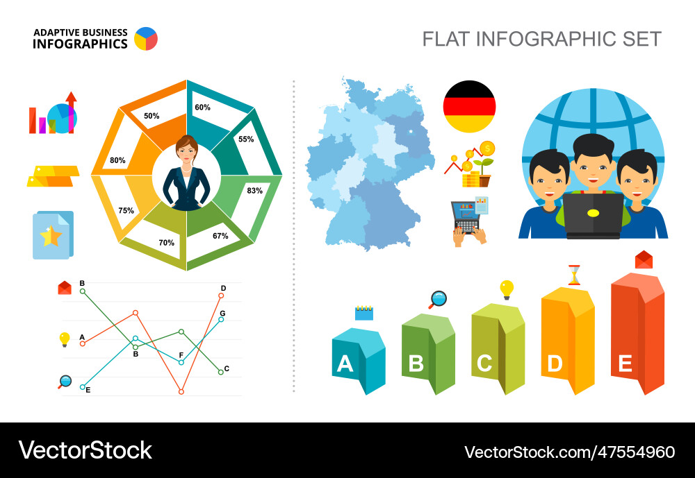 Technology percentage and line charts template Vector Image