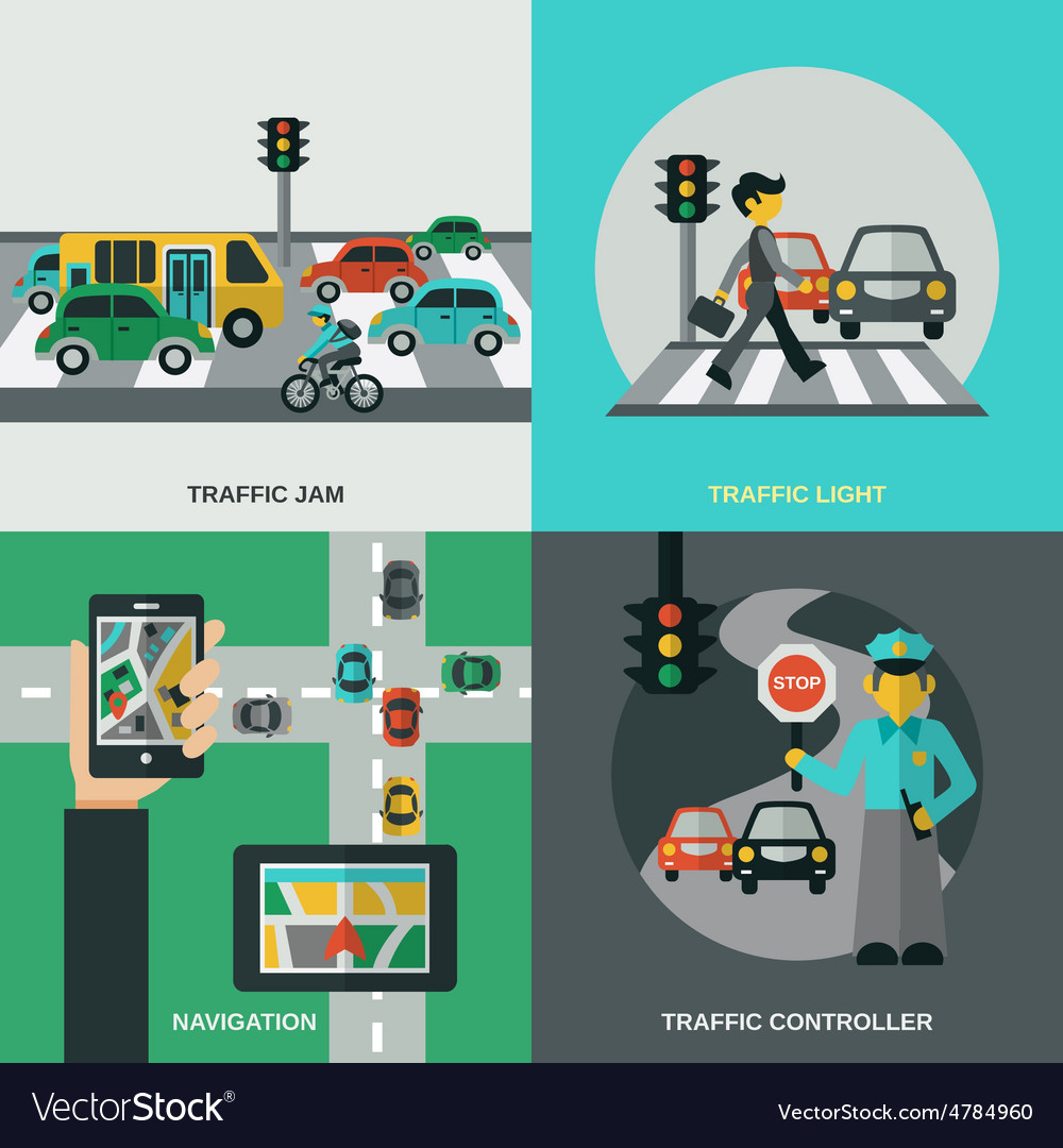 Traffic concept set Royalty Free Vector Image - VectorStock