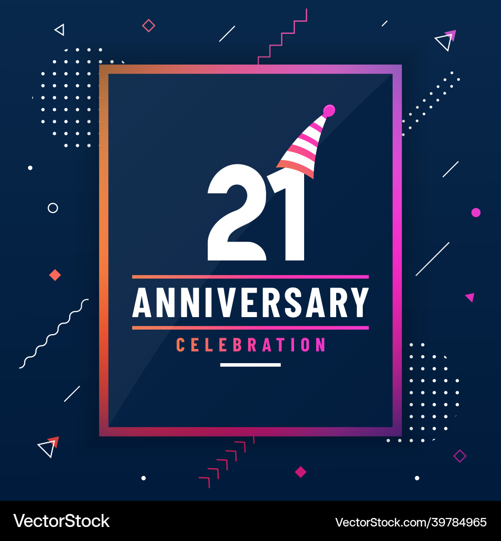 21 years anniversary greetings card Royalty Free Vector