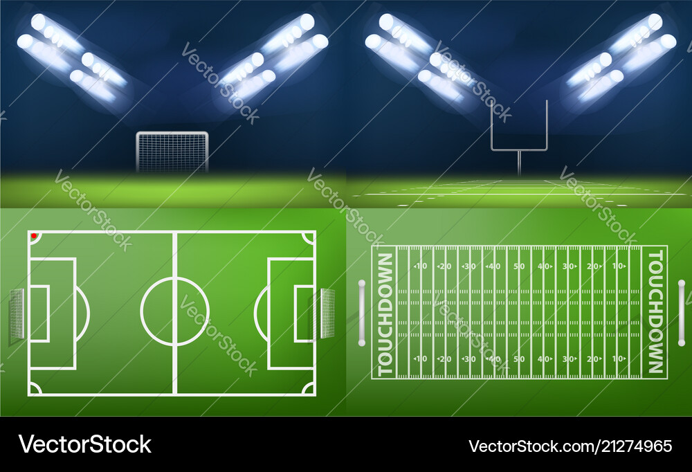 Arena stadium scene banner set realistic style Vector Image