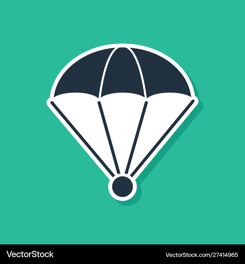 Blue parachute icon isolated on green background Vector Image