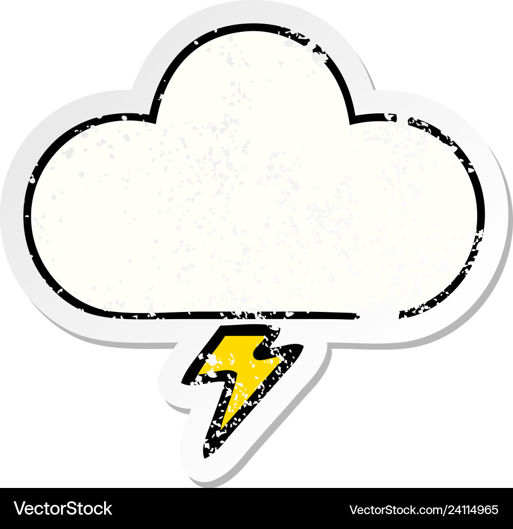 Distressed sticker of a cute cartoon thunder cloud