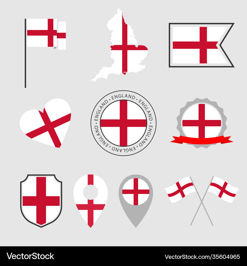 England flag icons set national Royalty Free Vector Image