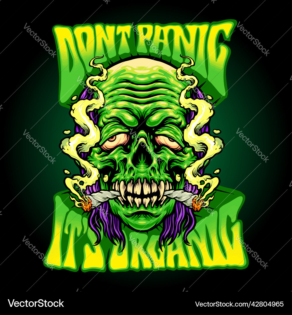 Flying old zombie smoking cannabis with dont Vector Image