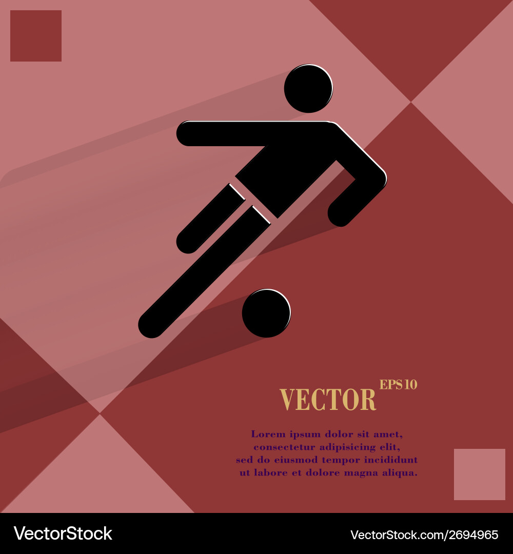 Football player flat modern web button Royalty Free Vector