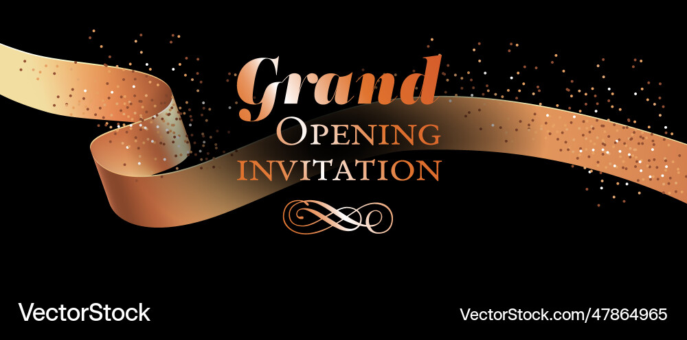Grand opening invitation card template with gold Vector Image
