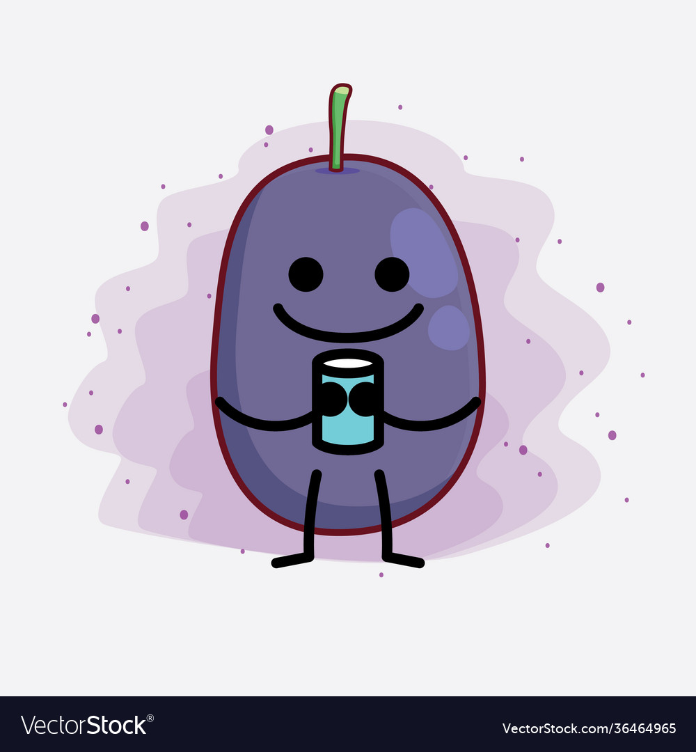 Java plum fruit cute character with simple face Vector Image
