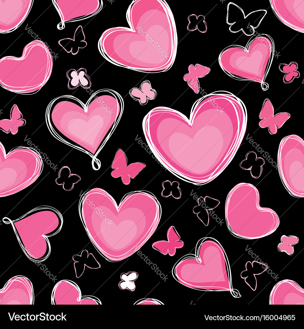 Love heart doodle seamless pattern valentine day Vector Image