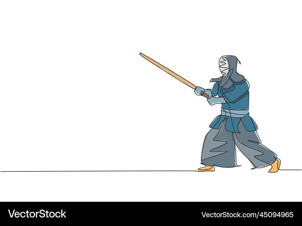 One single line drawing of young energetic man Vector Image
