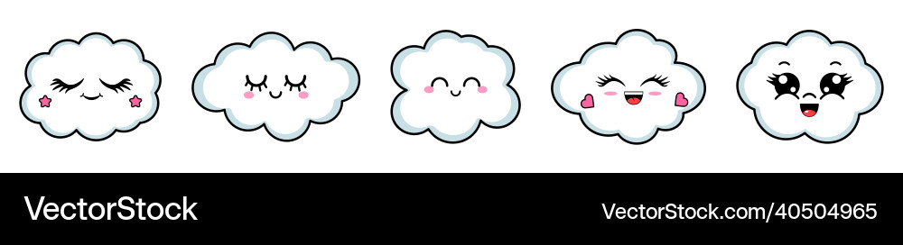 Set of cute cartoon clouds Royalty Free Vector Image