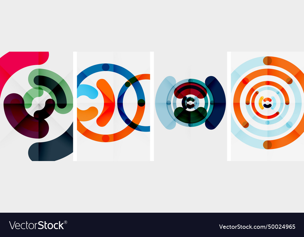 Set of line design circle posters Royalty Free Vector Image