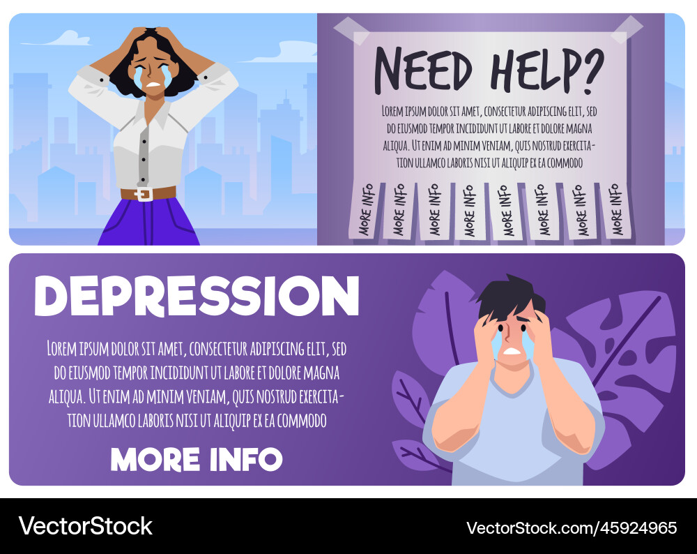 Set of website banner templates about depression Vector Image