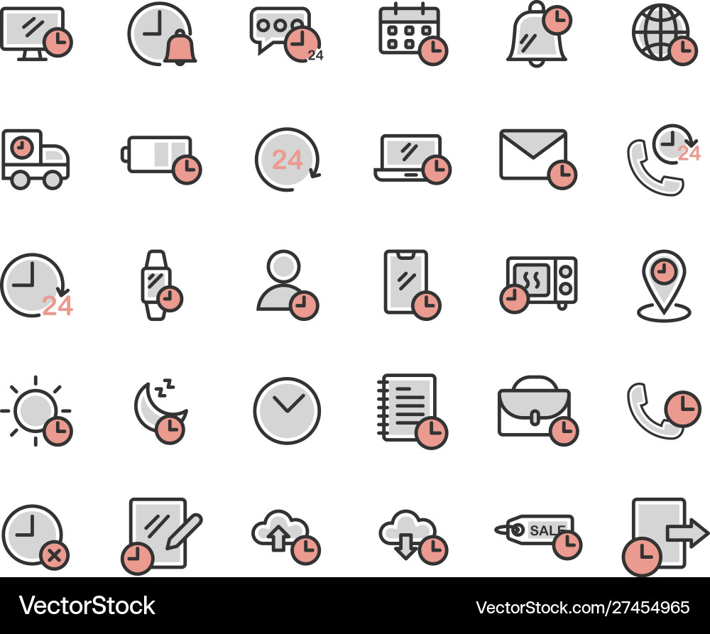 Time & Calendar Icon Set Royalty Free Vector Image