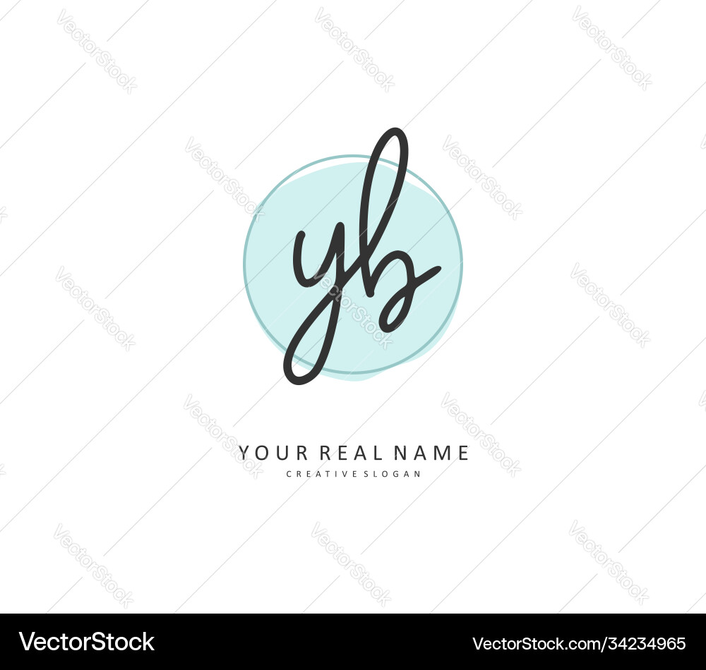 Y b yb initial letter handwriting and signature Vector Image