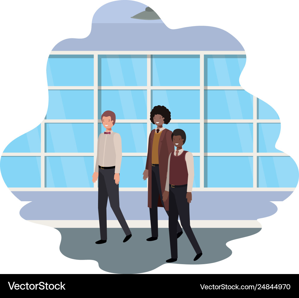 Businessmen with wall and windows avatar character