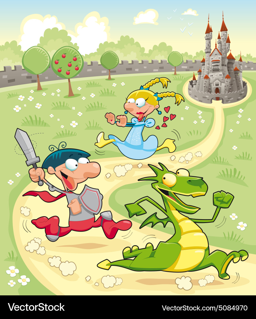 Dragon Prince and Princess with background Vector Image