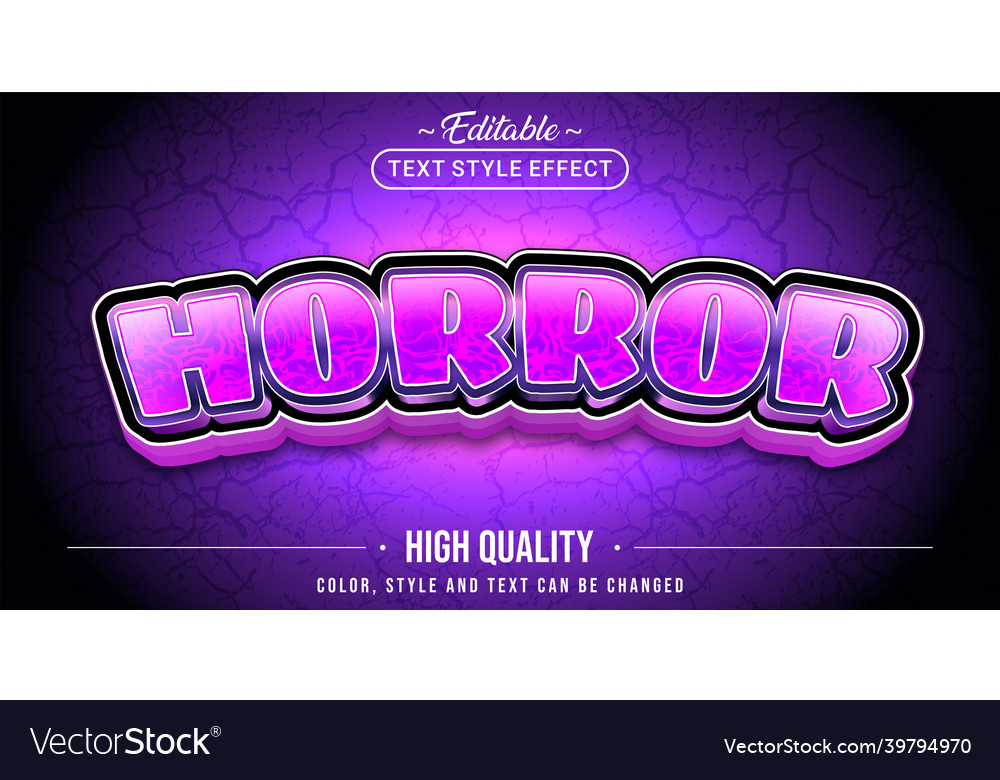 Editable text style effect - horror Royalty Free Vector