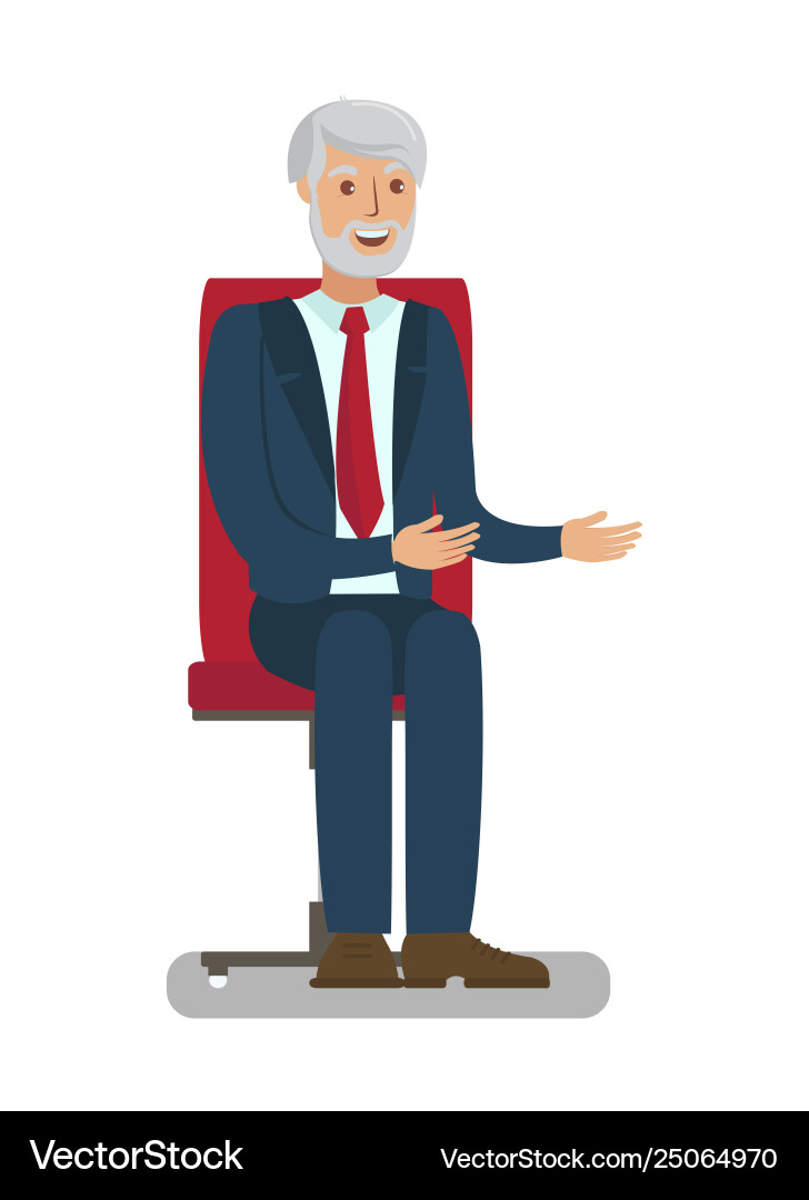 Elderly man sitting in chair flat Royalty Free Vector Image
